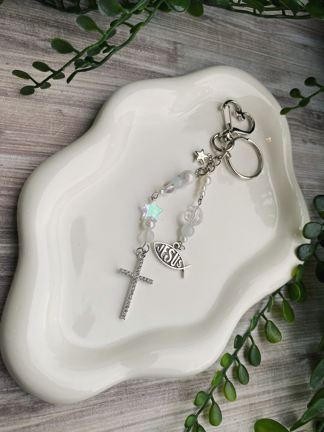 Christian Jesus Cross Keychain, Religious Bag Charm, Cute Key Holder ...