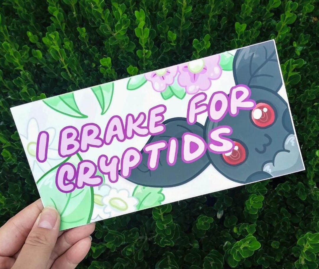 BUMPER STICKER I Brake for Cryptids Mothman Cryptidcore Cryptid Pink ...