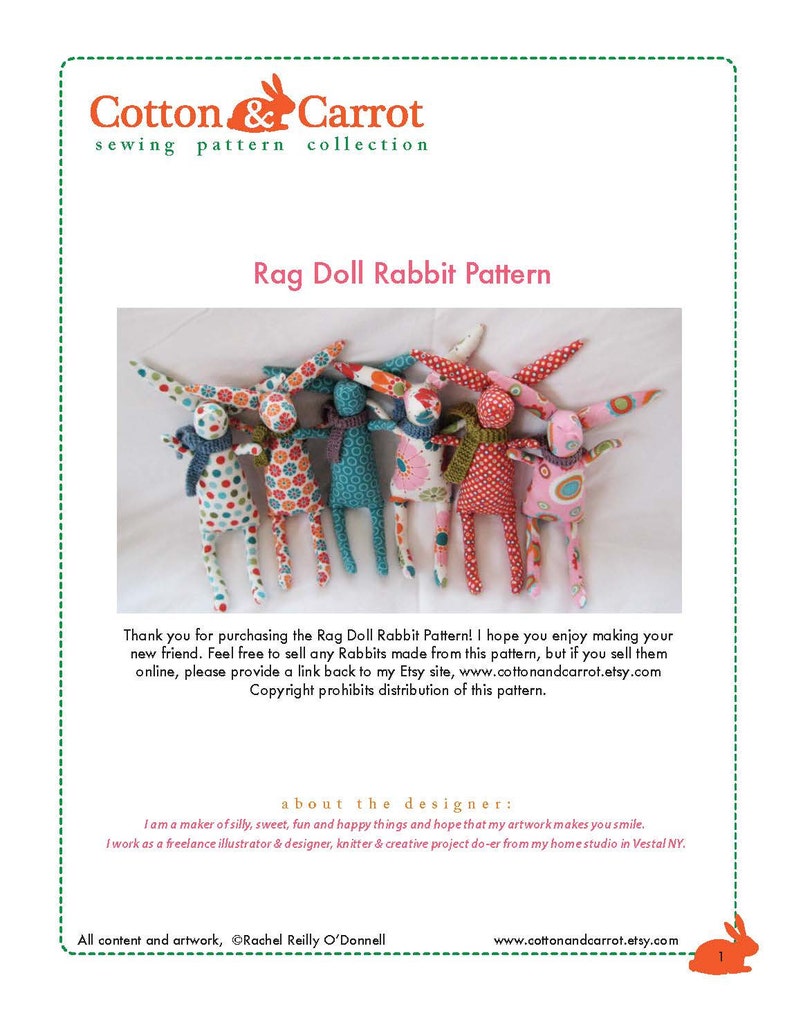Rabbit PDF PATTERN Bunny Rabbit Sewing Pattern - Etsy