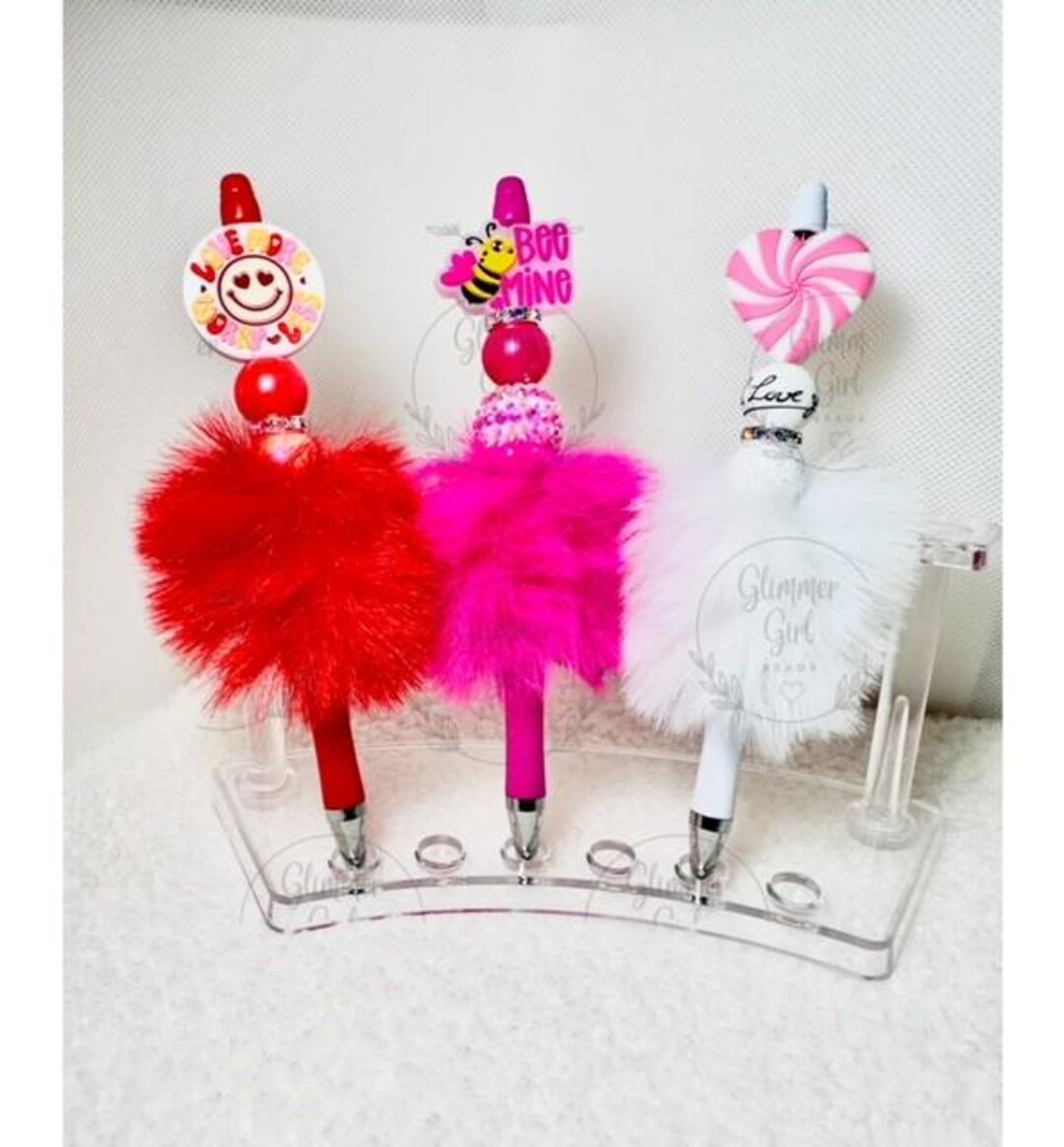 Beaded Pens, Fuzzy/furry Pens, Love More Worry Less, Be Mine, Heart - Etsy