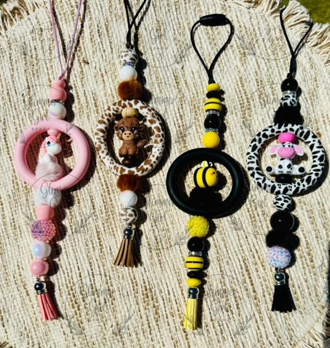 Silicone Beaded Car Charm, Beaded Car Charm, Car Jewelry, Gifts for Her ...