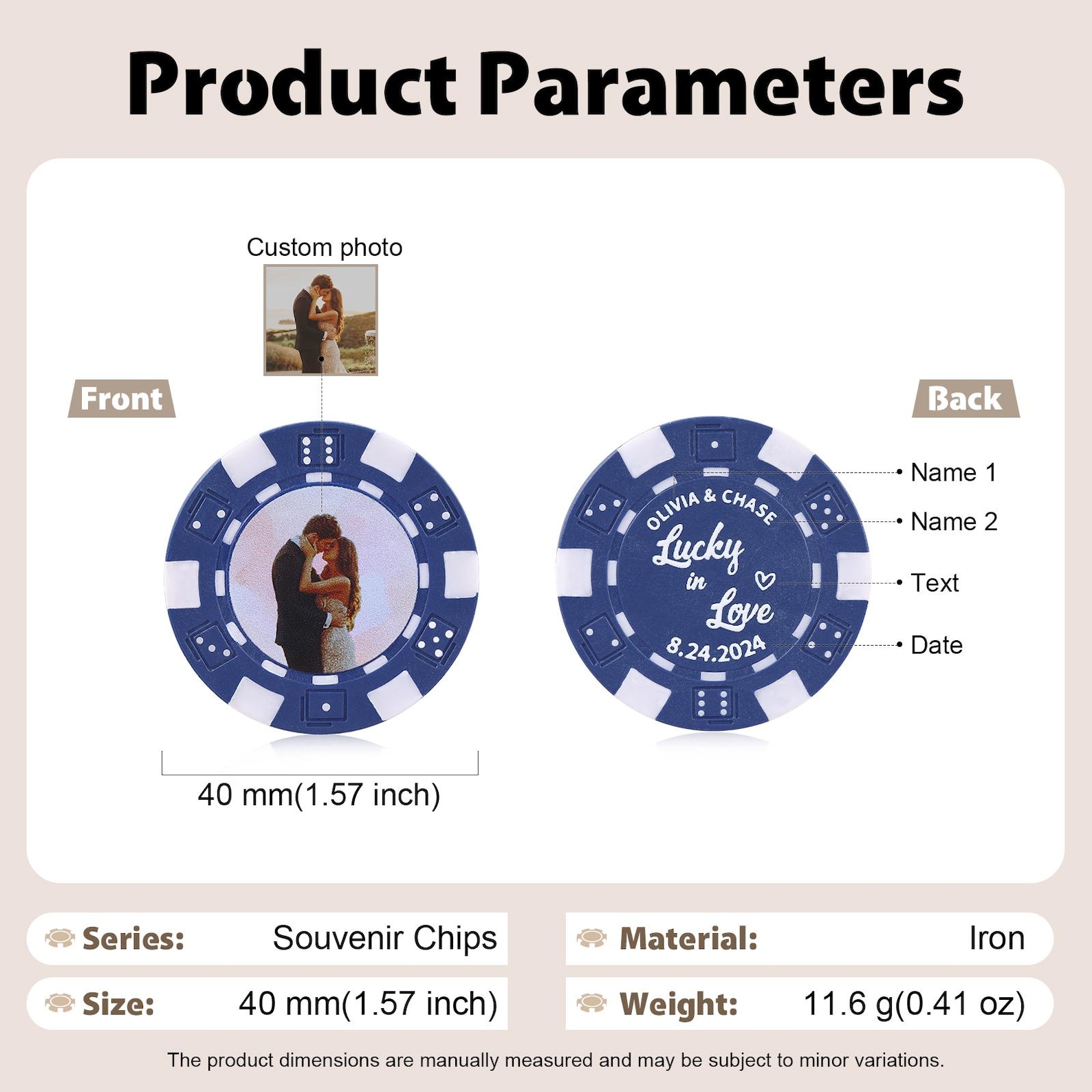 Juego de fichas de póker para boda personalizado, foto a color impresa ...
