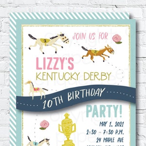 Kentucky Derby Party Invitation, Horse Race Invite, Preakness Invite ...