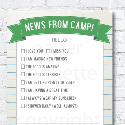 PRINTABLE Summer Camp Stationery / Printable Fill in the Blank - Etsy