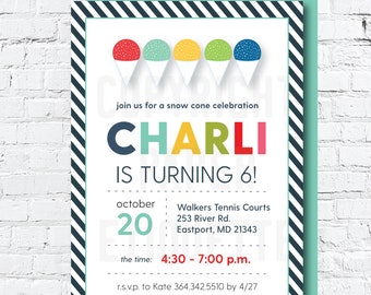 Snow Cone Invitation - Etsy