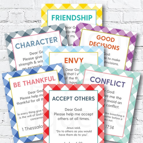 Children's Prayer Cards 40 Christian Prayer Cards - Etsy