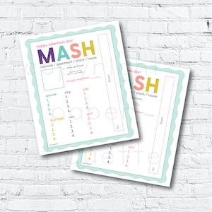 MASH Valentine's Day Cards Middle School Valentine valentine Game fun ...