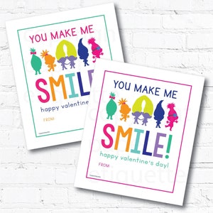 Kid Valentine's Day Cards -school Valentine -troll Inspired Children's ...