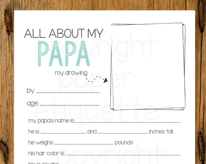 All About My Papa Printable Father's Day Gift Fill In - Etsy Canada