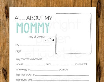 All About My Mom Printable Mother's Day Gift Mom Fill | Etsy