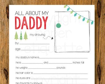 All About My Daddy Father's Day Gift 5 X 7 Fill in | Etsy