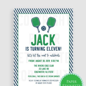 Pickleball Invitaiton, Pickleball Party, Pickleball Birthday Party ...