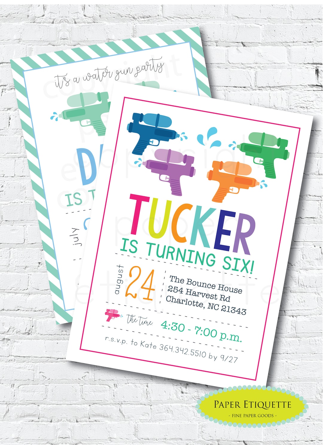 Water Gun Pool Party Birthday Invitation water Gun Swim Party - Etsy