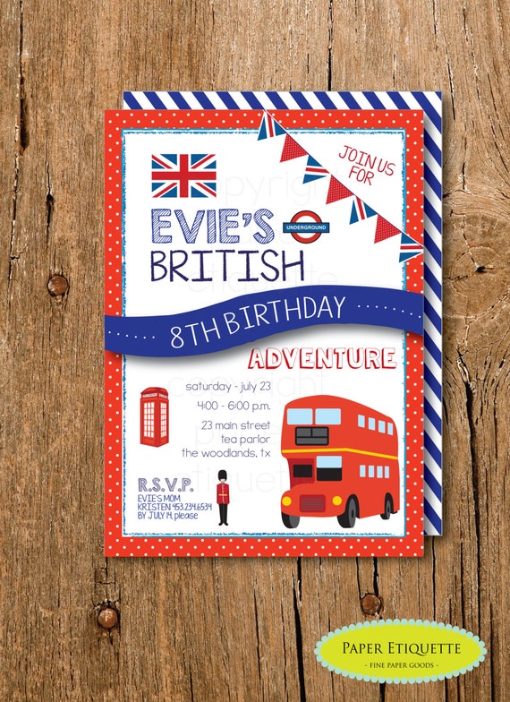British Themed Party Invitations