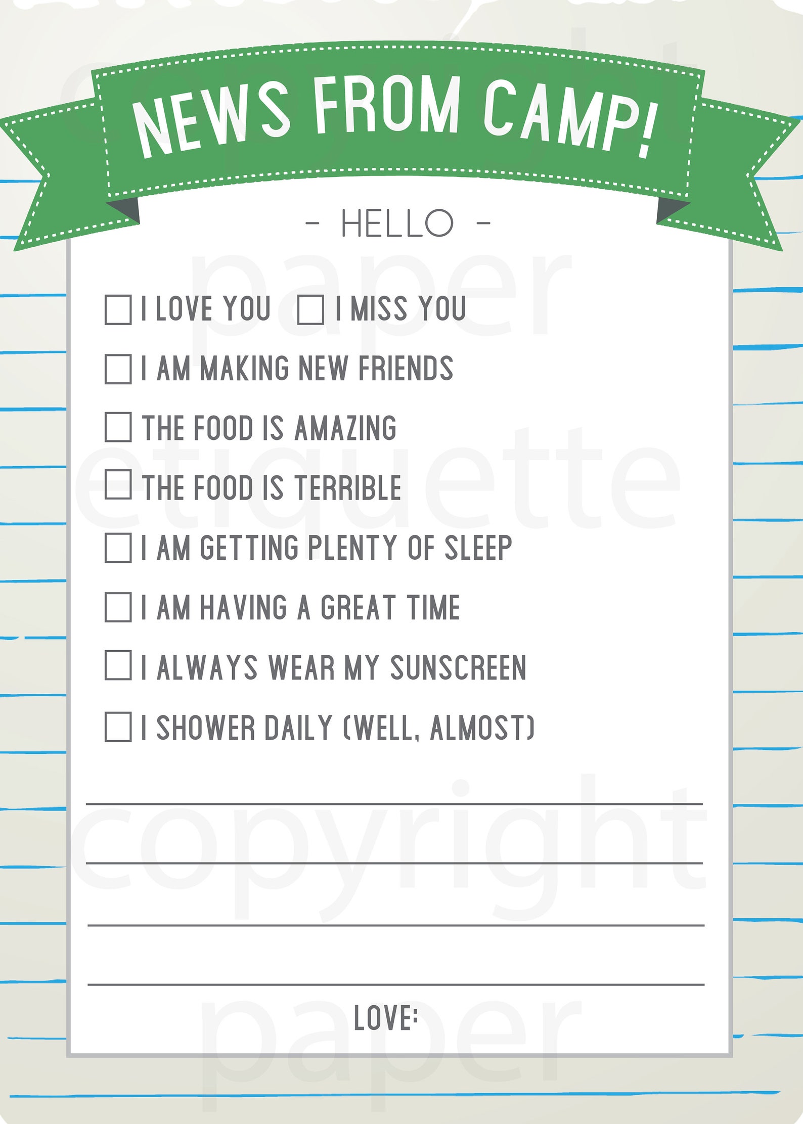 Camp Note Cards Kids' Camp Notes Summer Camp | Etsy