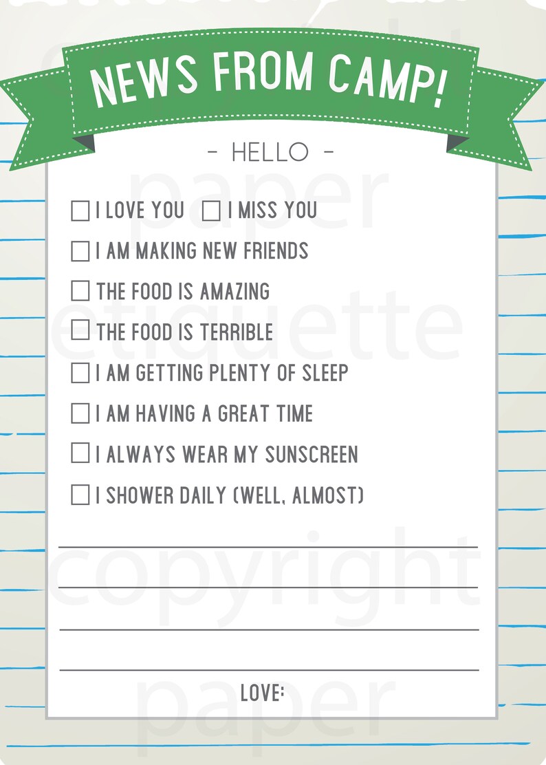 Camp Note Cards Kids' Camp Notes Summer Camp | Etsy