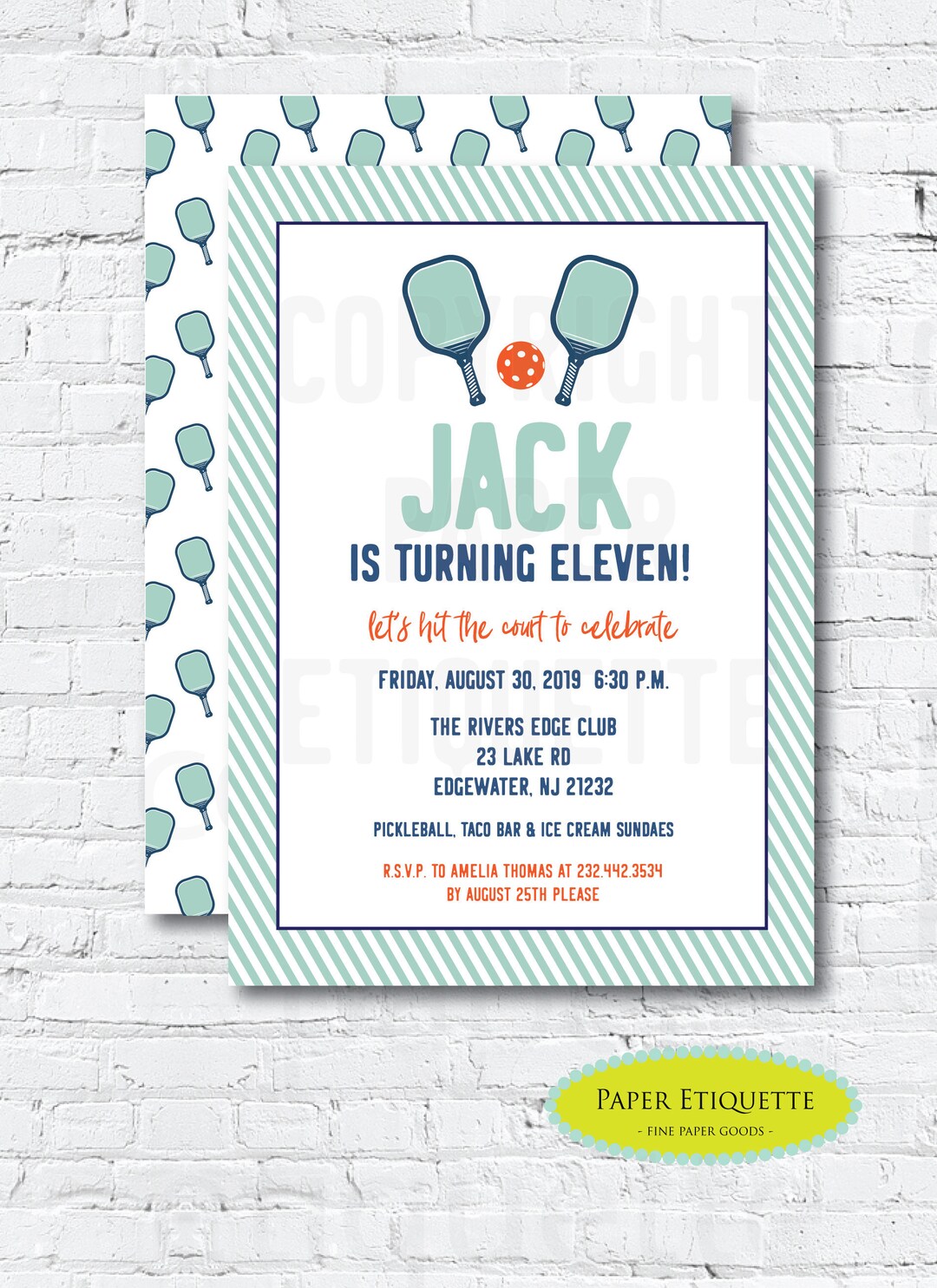 Pickleball Invitaiton, Pickleball Party, Pickleball Birthday Party ...