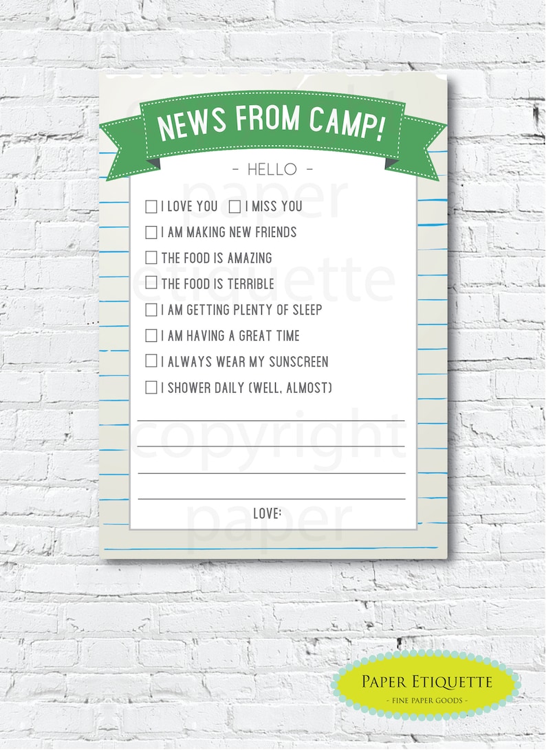 Camp Note Cards Kids' Camp Notes Summer Camp | Etsy