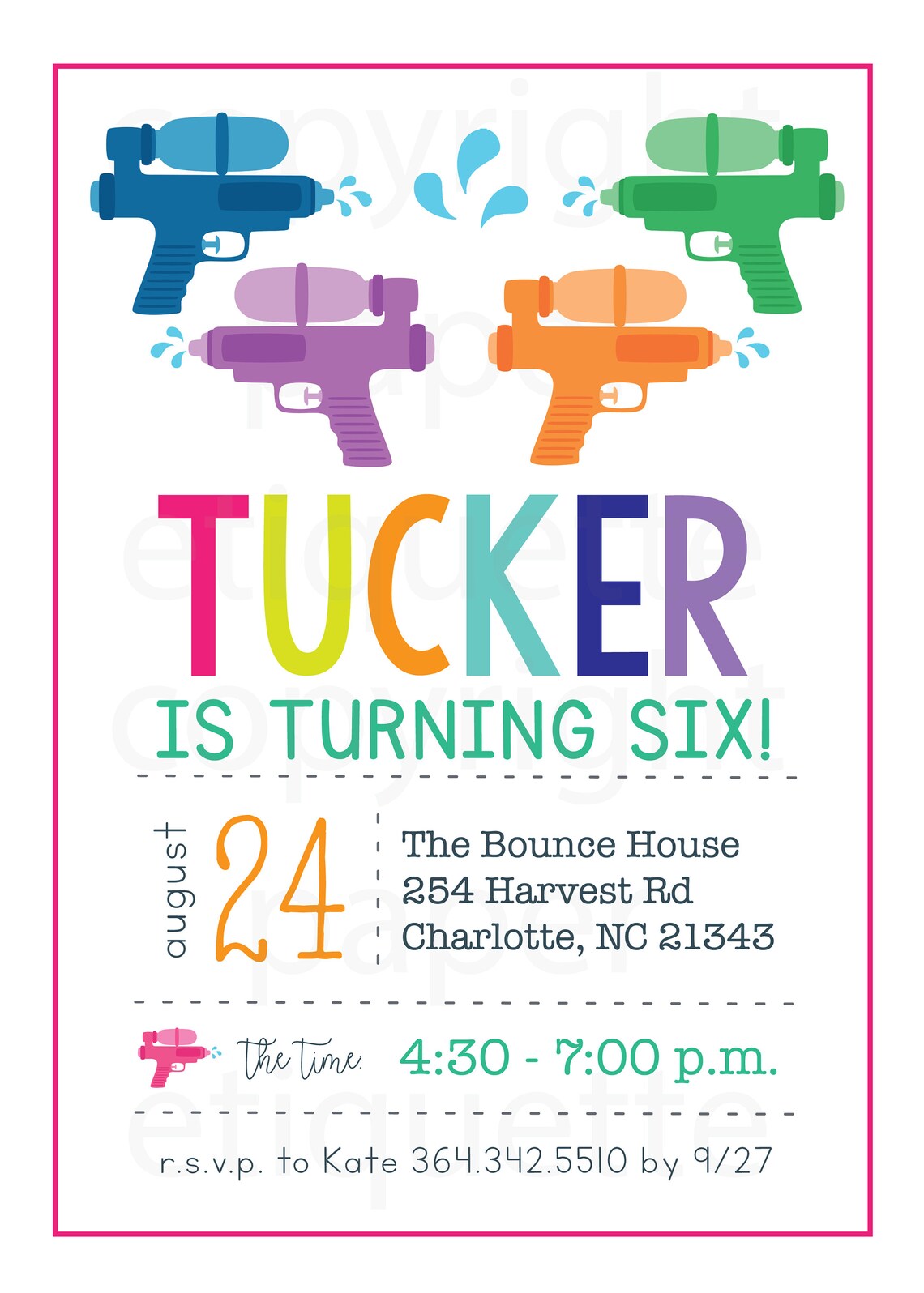 Water Gun Pool Party Birthday Invitation water Gun Swim Party | Etsy