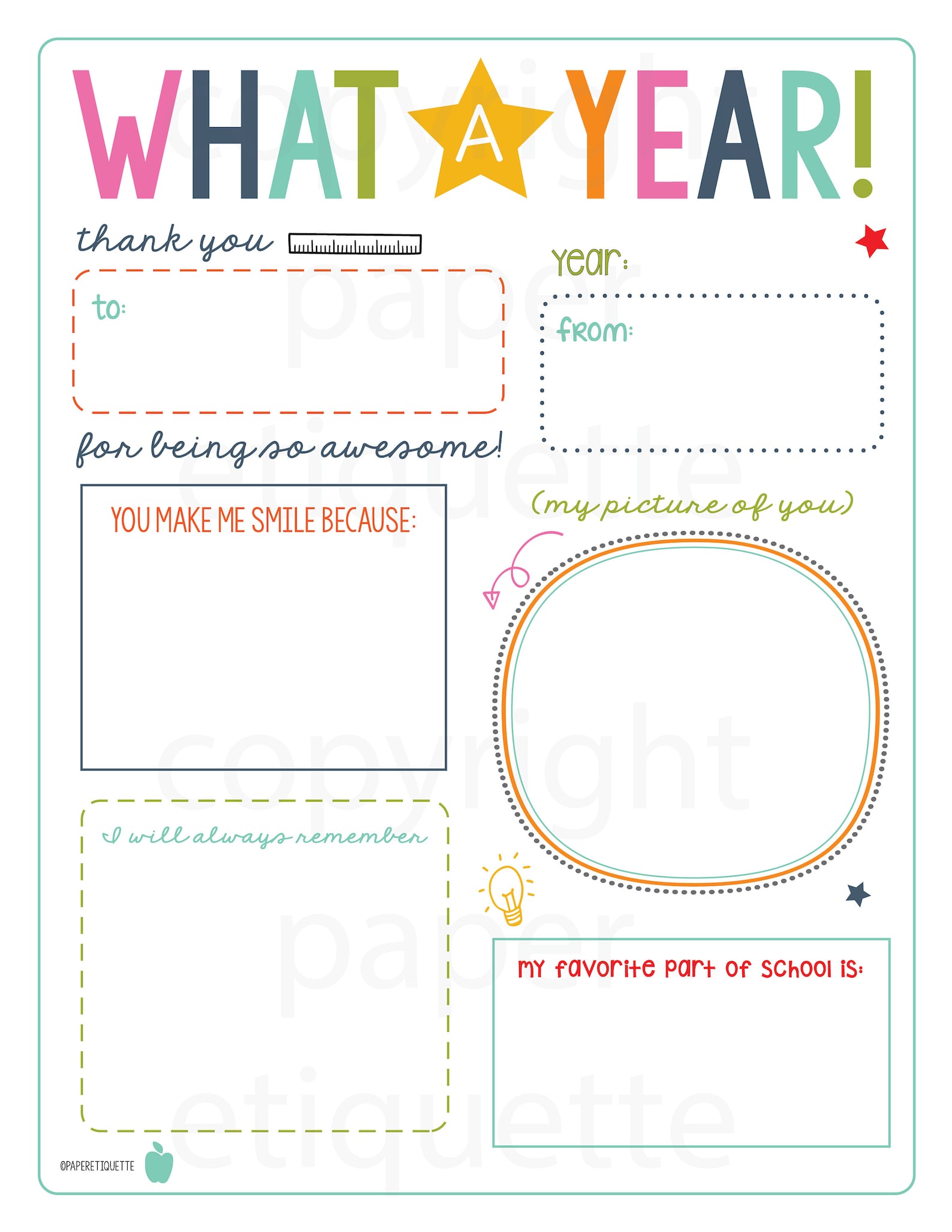 End of School Year Printable Teacher Appreciation End of - Etsy