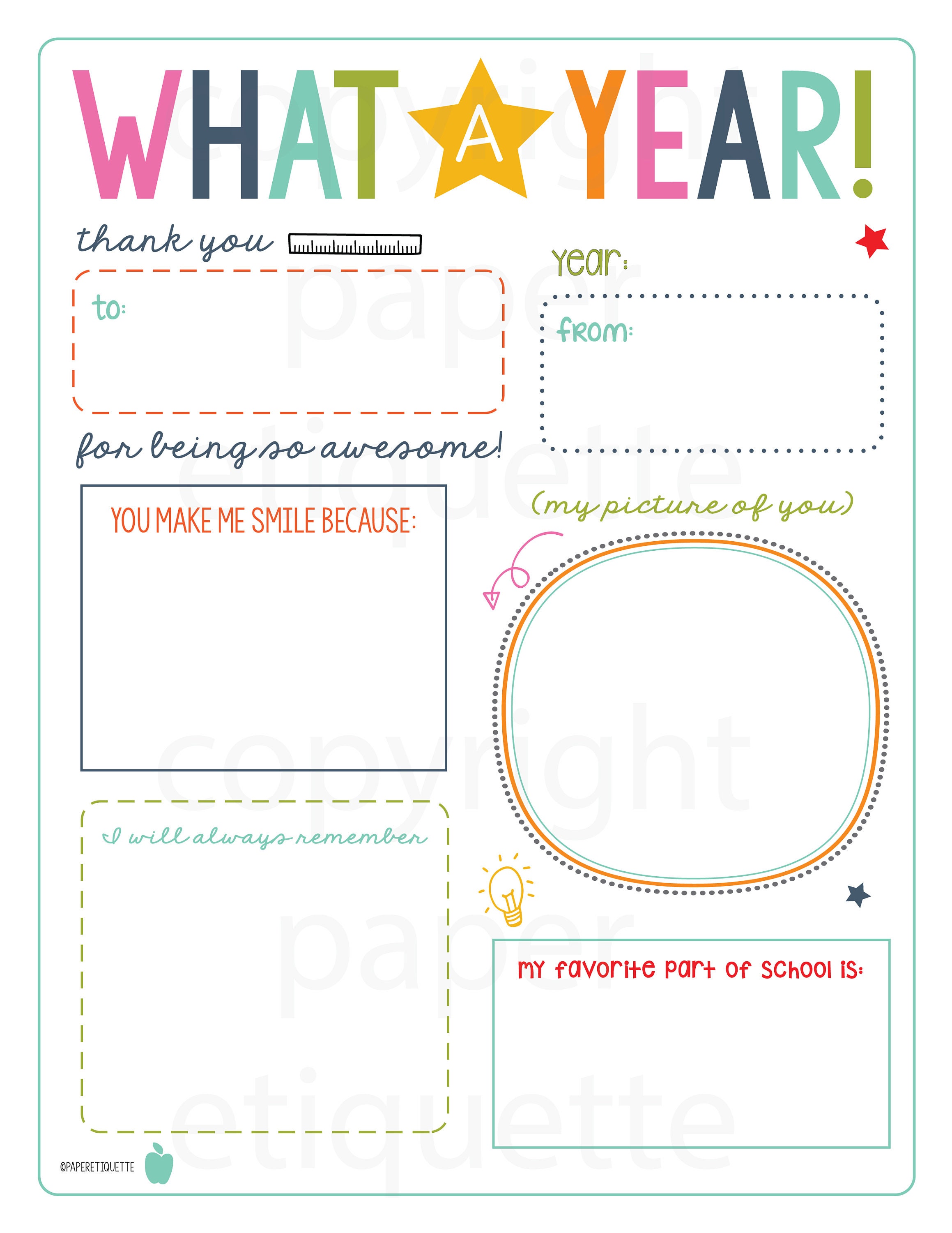 End of School Year Printable, Teacher Appreciation, End of School, All ...