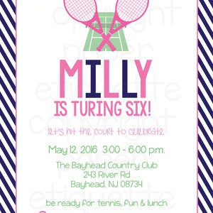 Tennis Invitation - Pink Preppy Tennis Birthday Party Invite, Summer ...