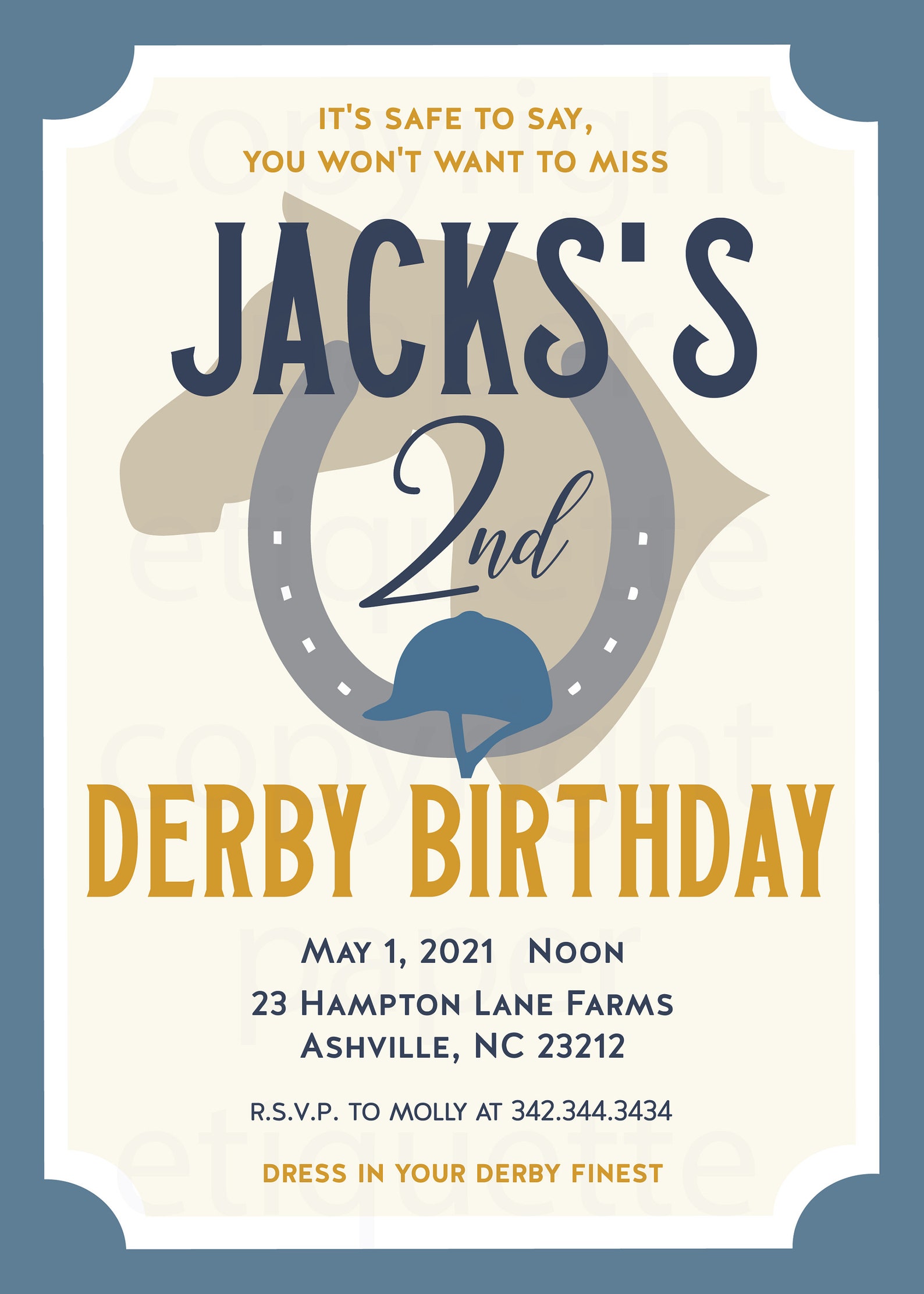 Kentucky Derby Birthday Invitation Derby Birthday Party | Etsy