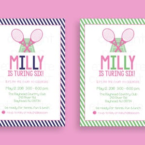 Tennis Invitation - Pink Preppy Tennis Birthday Party Invite, Summer ...