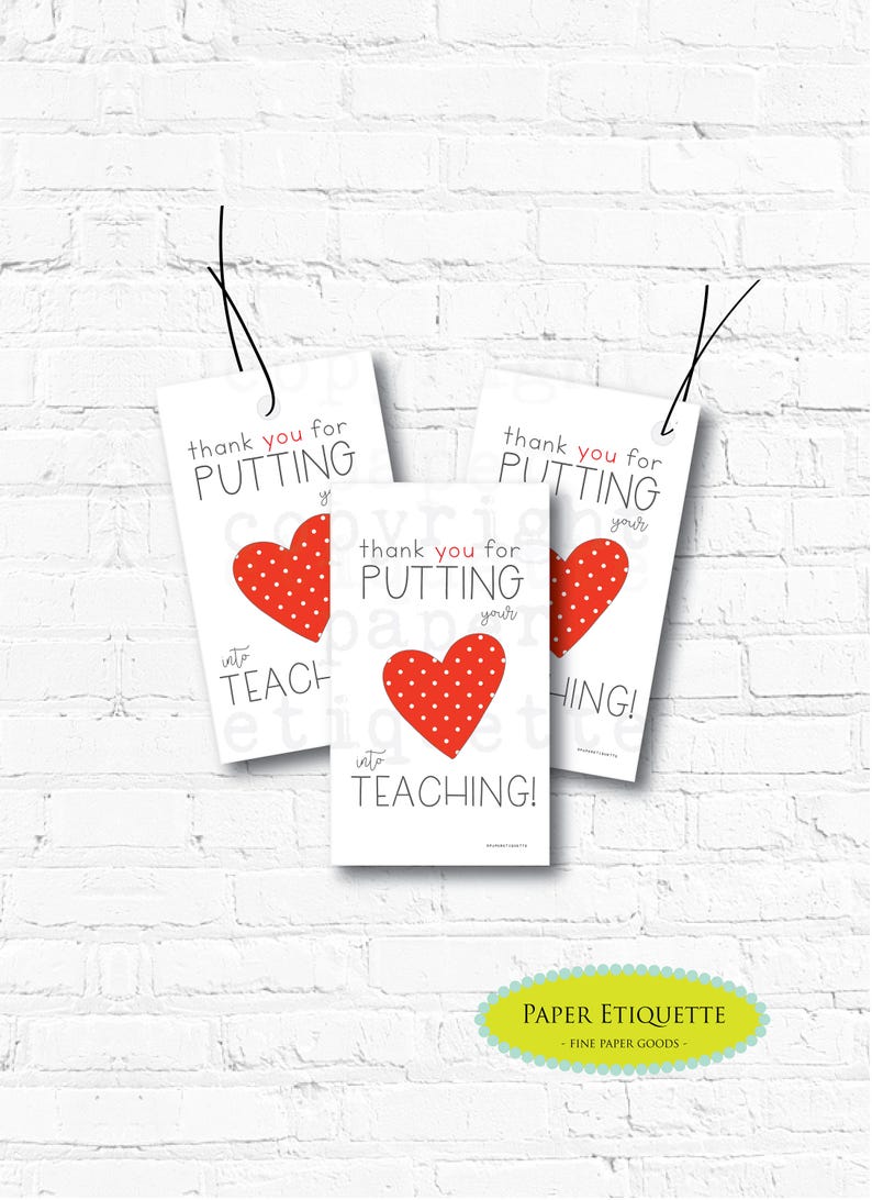 INSTANT UPLOAD - Teacher Appreciation Tags, Teacher Gift Tags,thank You ...