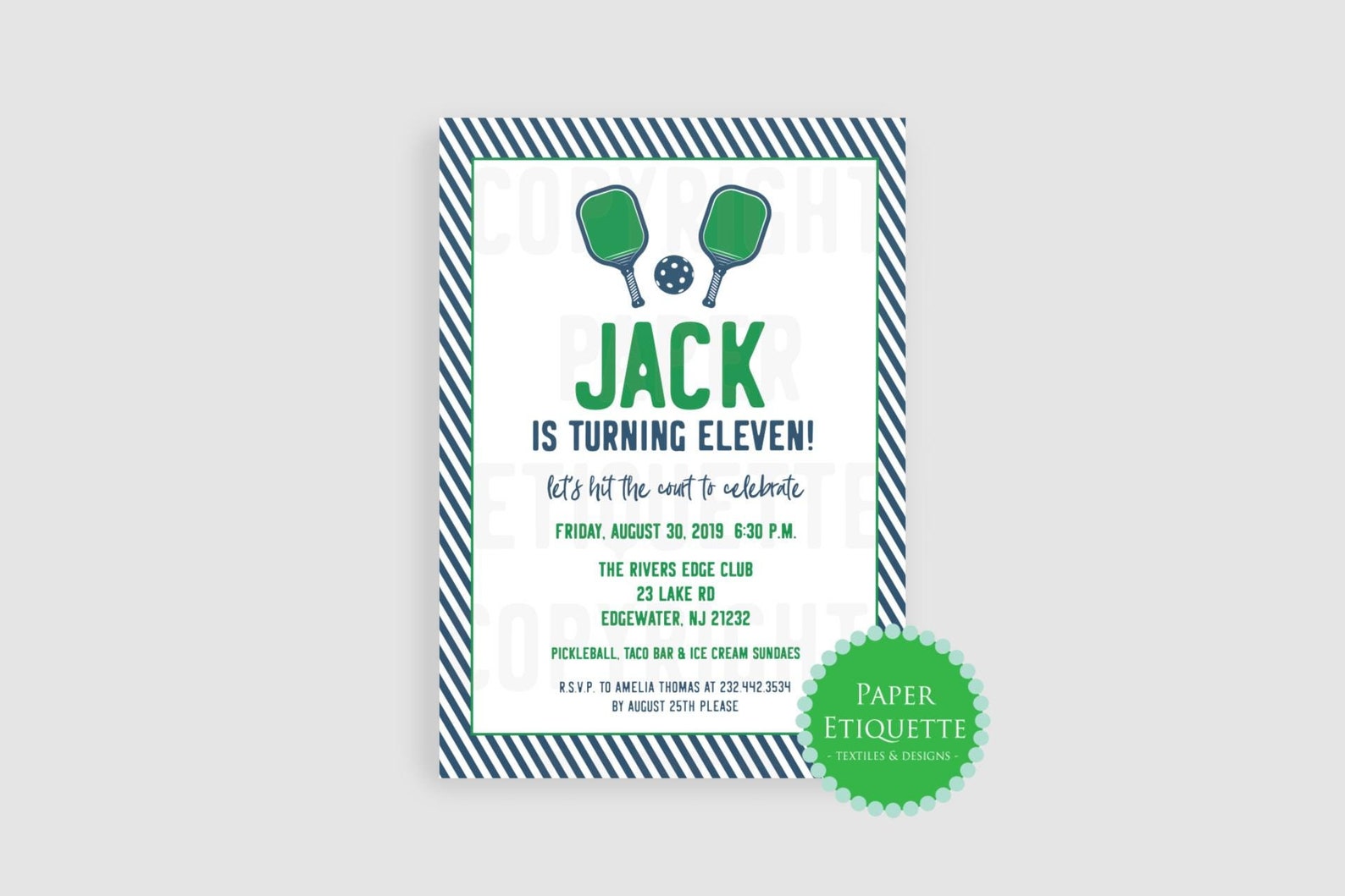 Pickleball Invitaiton, Pickleball Party, Pickleball Birthday Party ...