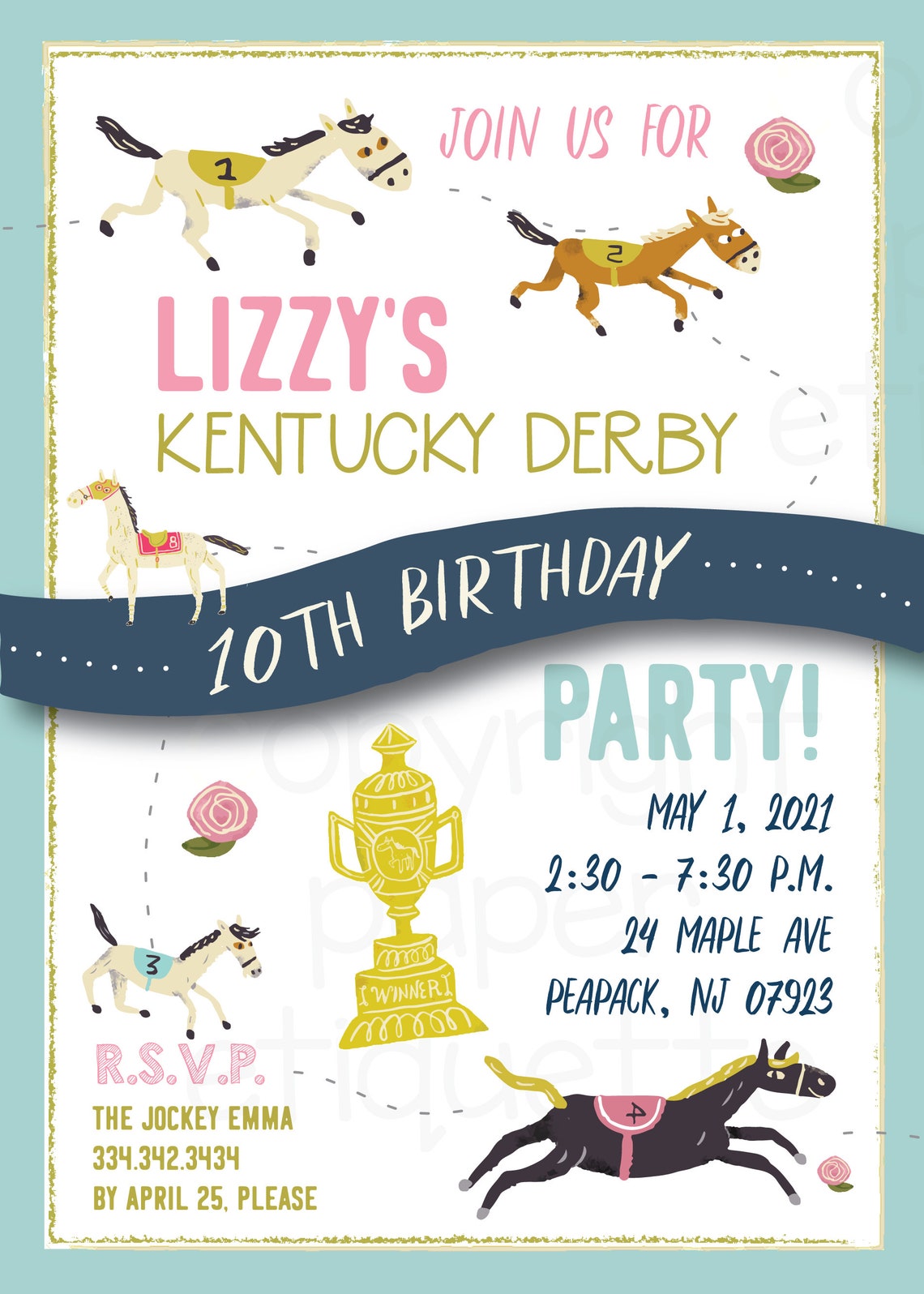 Kentucky Derby Party Invitation Horse Race Invite Preakness - Etsy