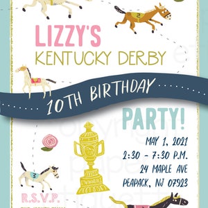 Kentucky Derby Party Invitation, Horse Race Invite, Preakness Invite ...