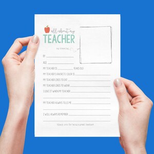 All About My Teacher Printable | Teacher Appreciation Gift | End of ...
