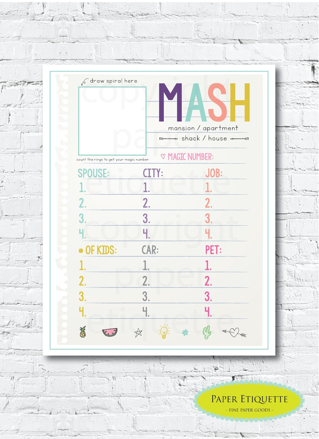 MASH Game Mash Girl Doodle Game No School Girls Game 90's Game sweet ...