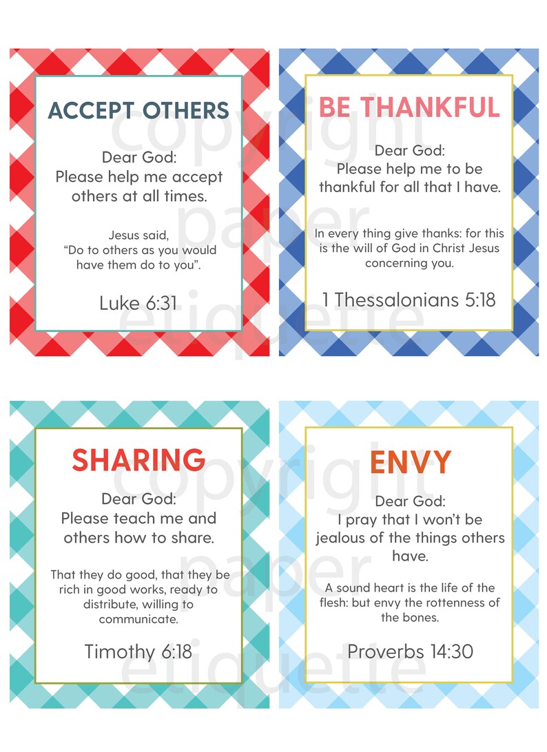 Children's Prayer Cards 40 Christian Prayer Cards - Etsy