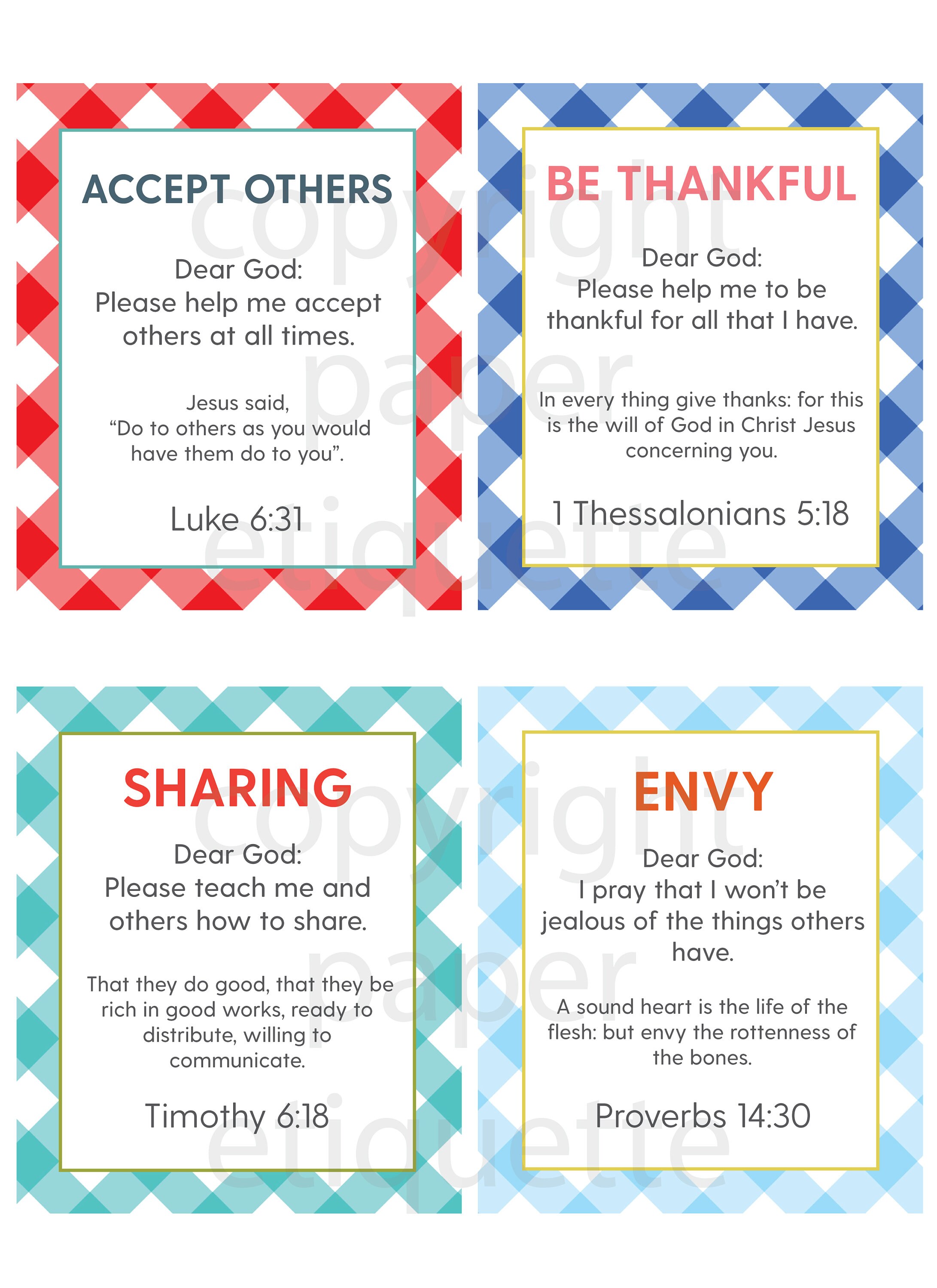 Children's Prayer Cards 40 Christian Prayer Cards - Etsy