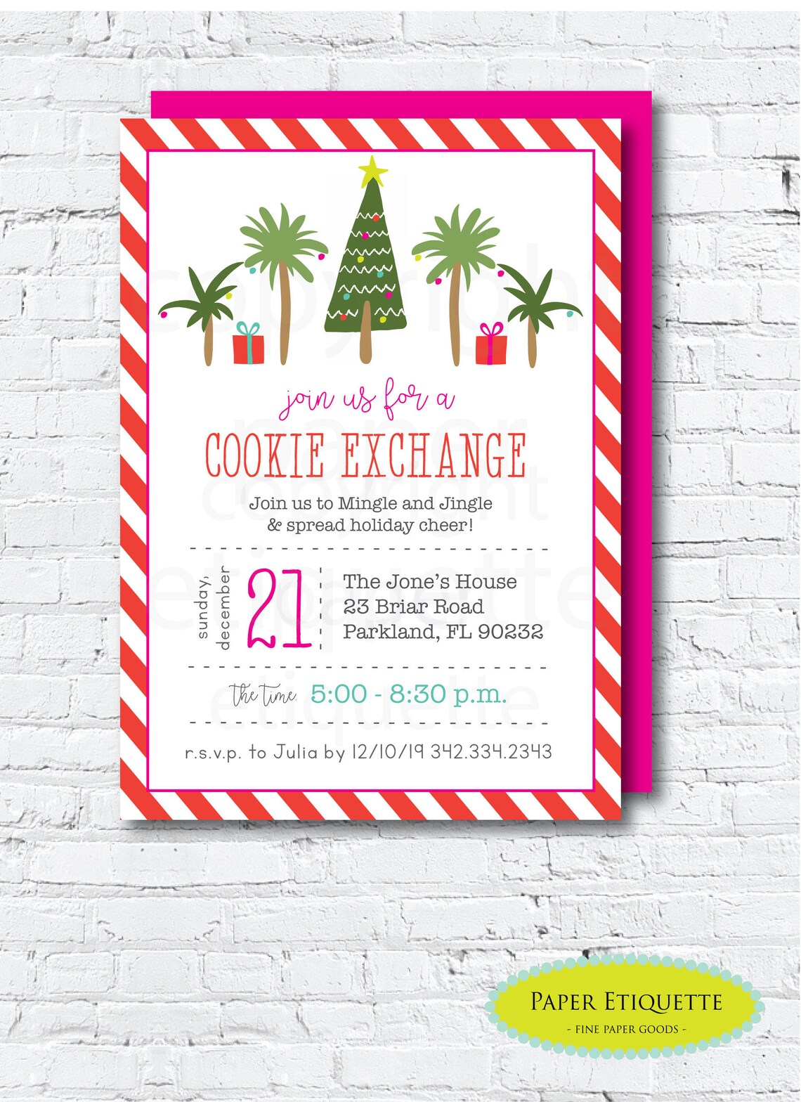 Palm Tree Festive Winter Holiday Party Invitations Tropical - Etsy