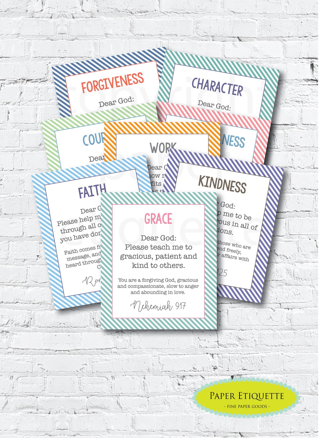 Children's Prayer Cards - 40 Christian Prayer Cards for Kids, Bible ...