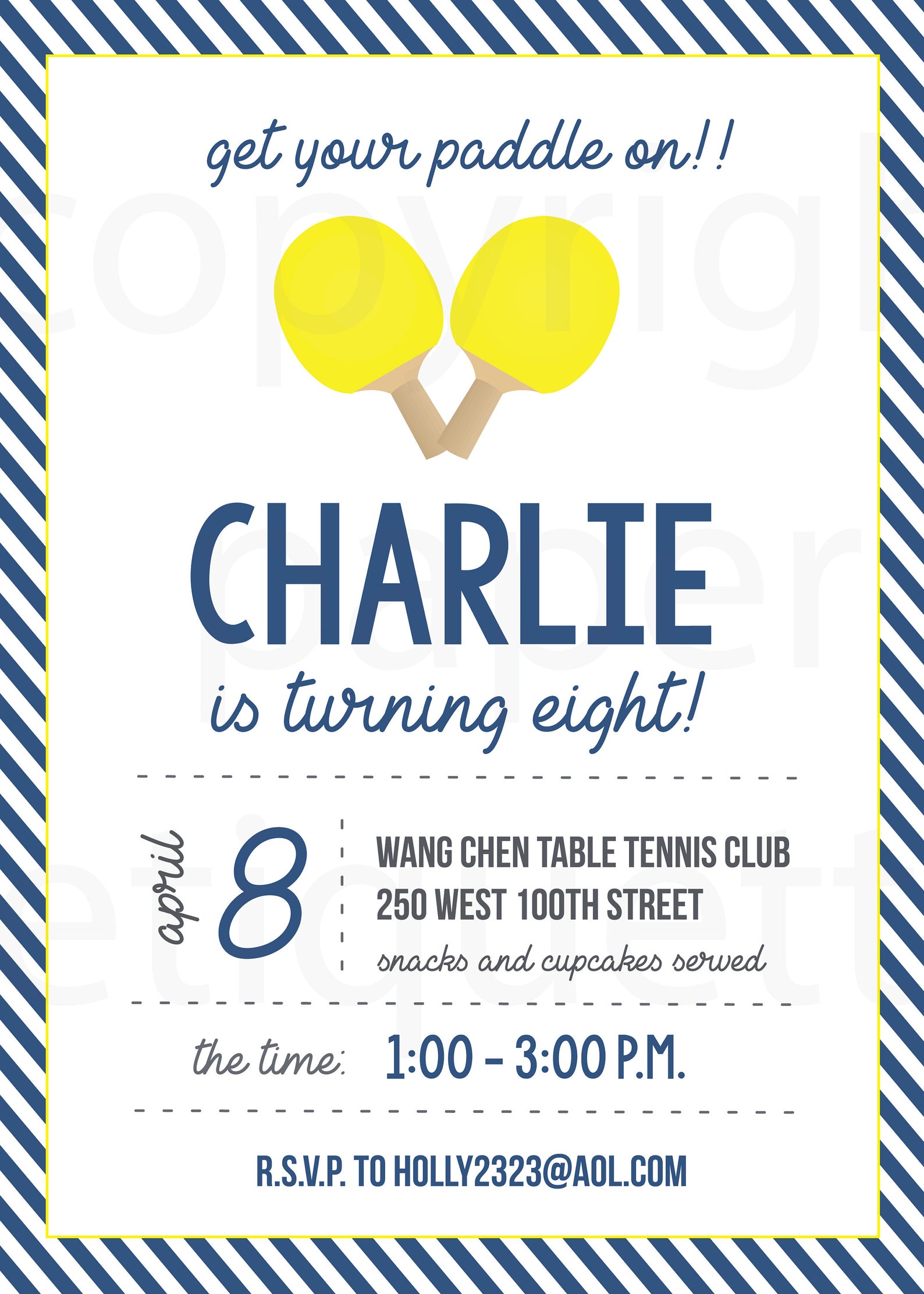 Ping Pong Invitation - Ping Pong Party, Table Tennis Birthday Party ...