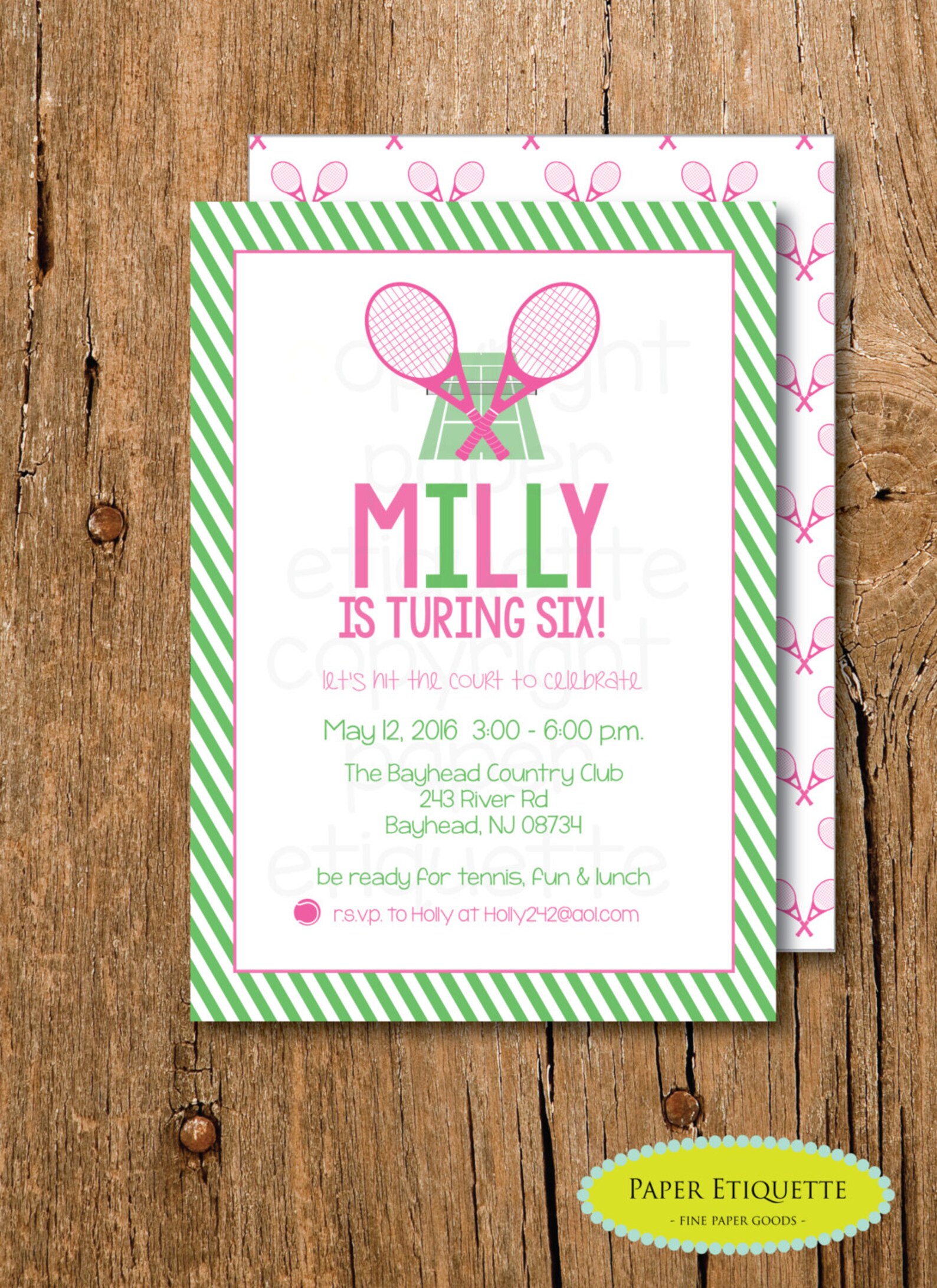 Tennis Birthday Invite Tennis Birthday Party Tennis | Etsy