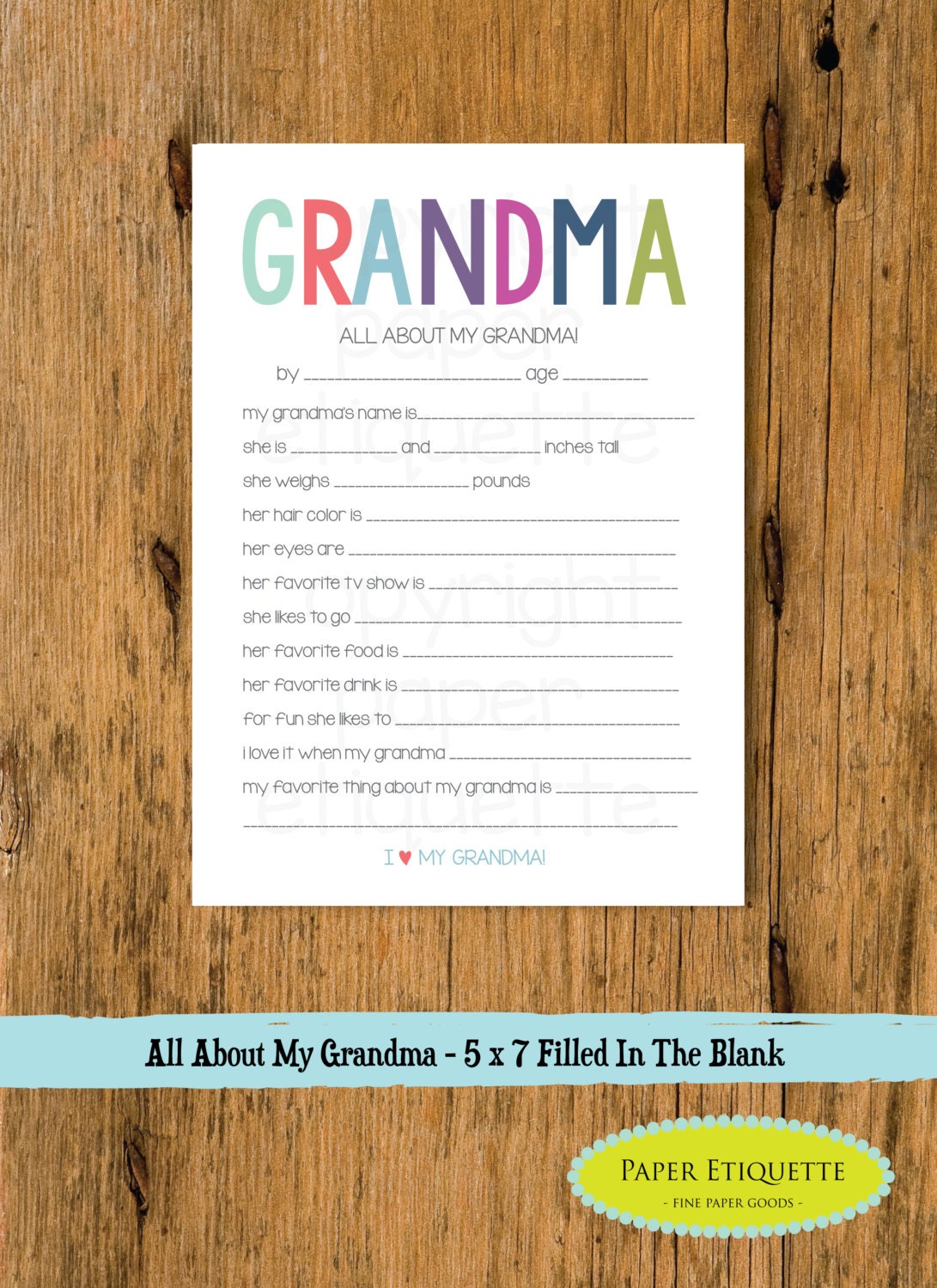 All About My Grandma Mother's Day Gift Grandma | Etsy