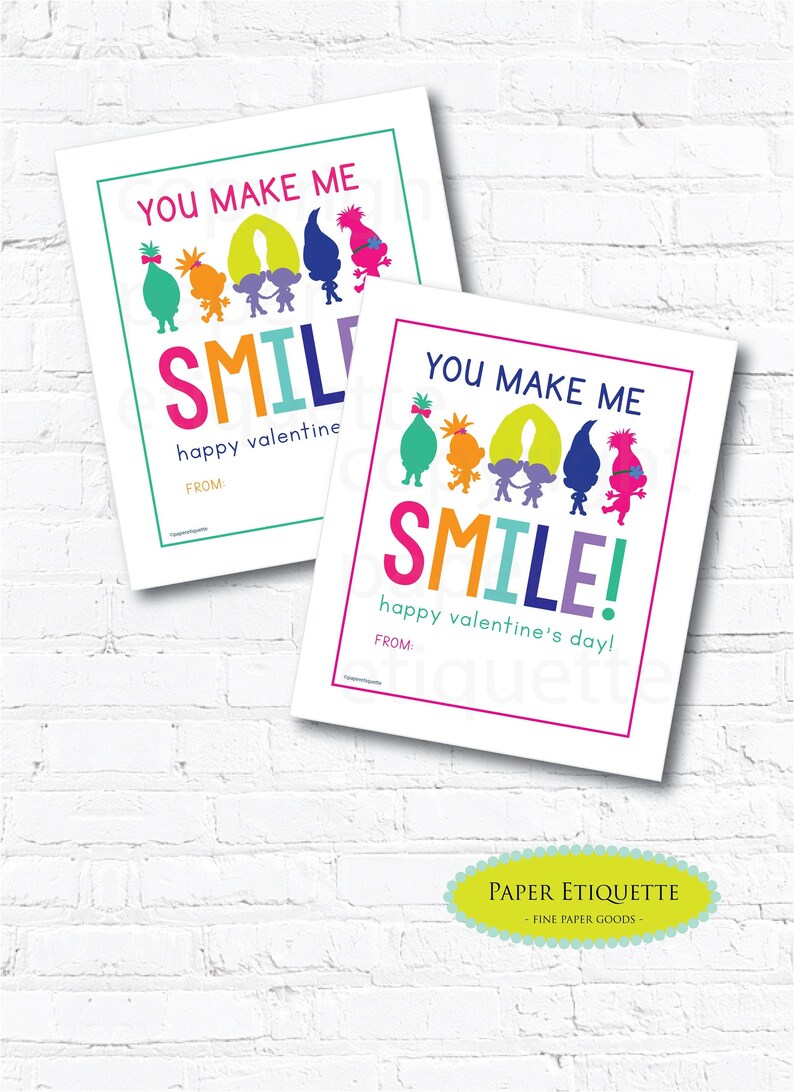 Troll Valentine's Day Cards - Kid's Classroom Valentines (digital ...