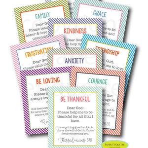 Children's Prayer Cards - 40 Christian Prayer Cards for Kids, Bible ...