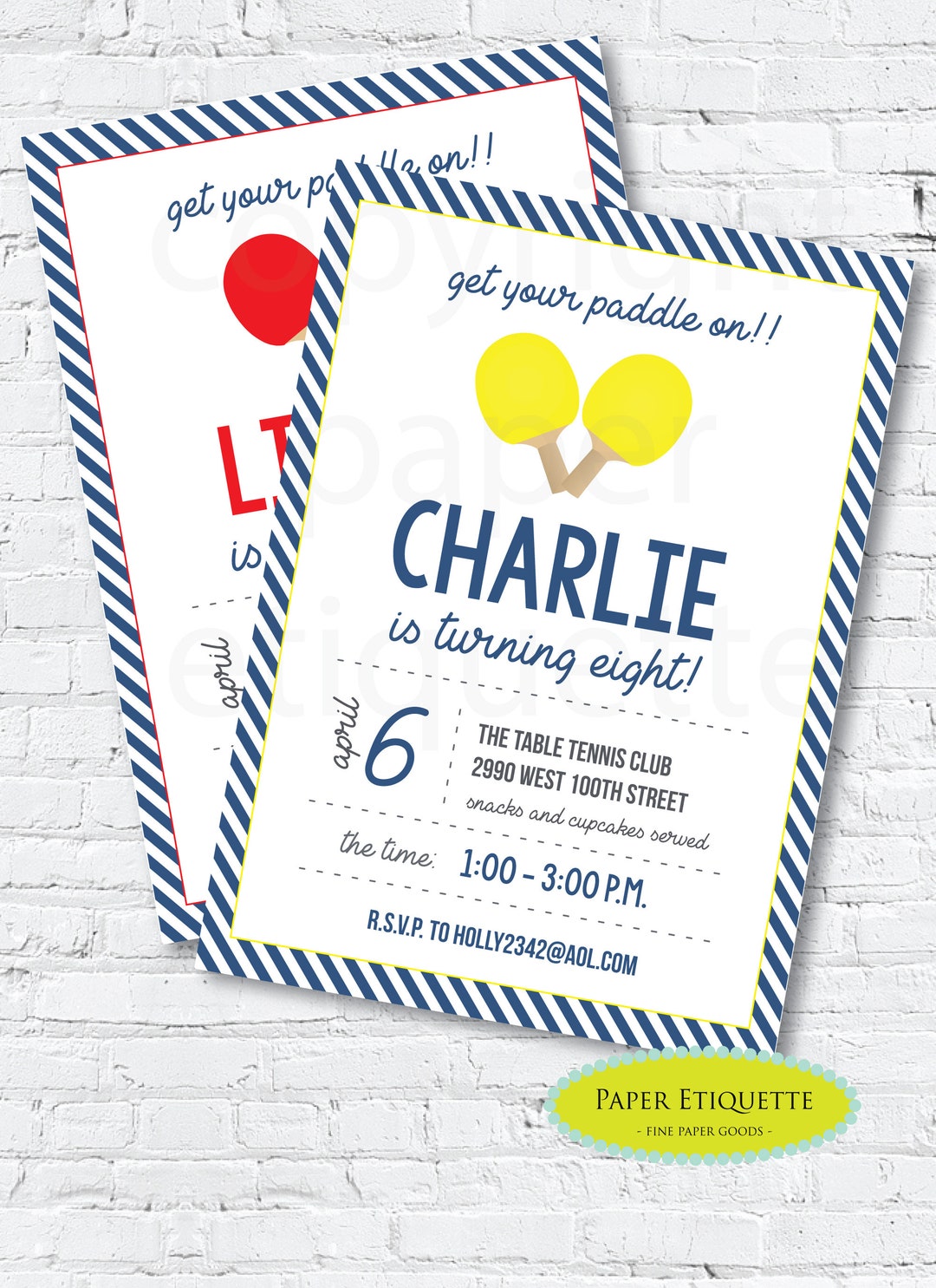 Ping Pong Invitation - Ping Pong Party, Table Tennis Birthday Party ...