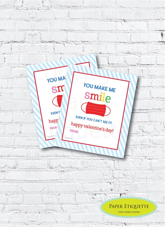 Covid SMILE Mask Valentine's Day Cards Gender Neutral | Etsy