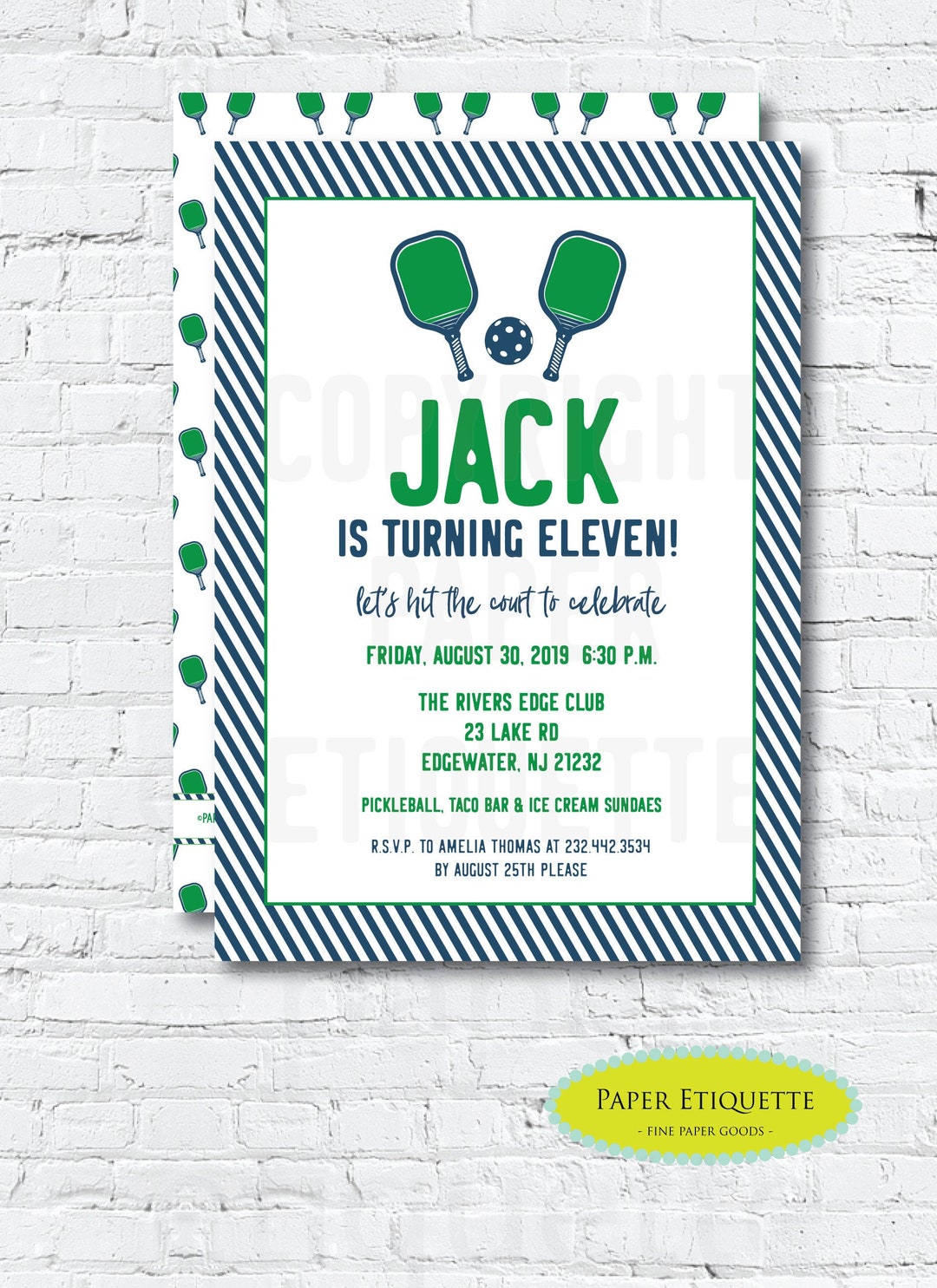 Pickleball Invitaiton, Pickleball Party, Pickleball Birthday Party ...