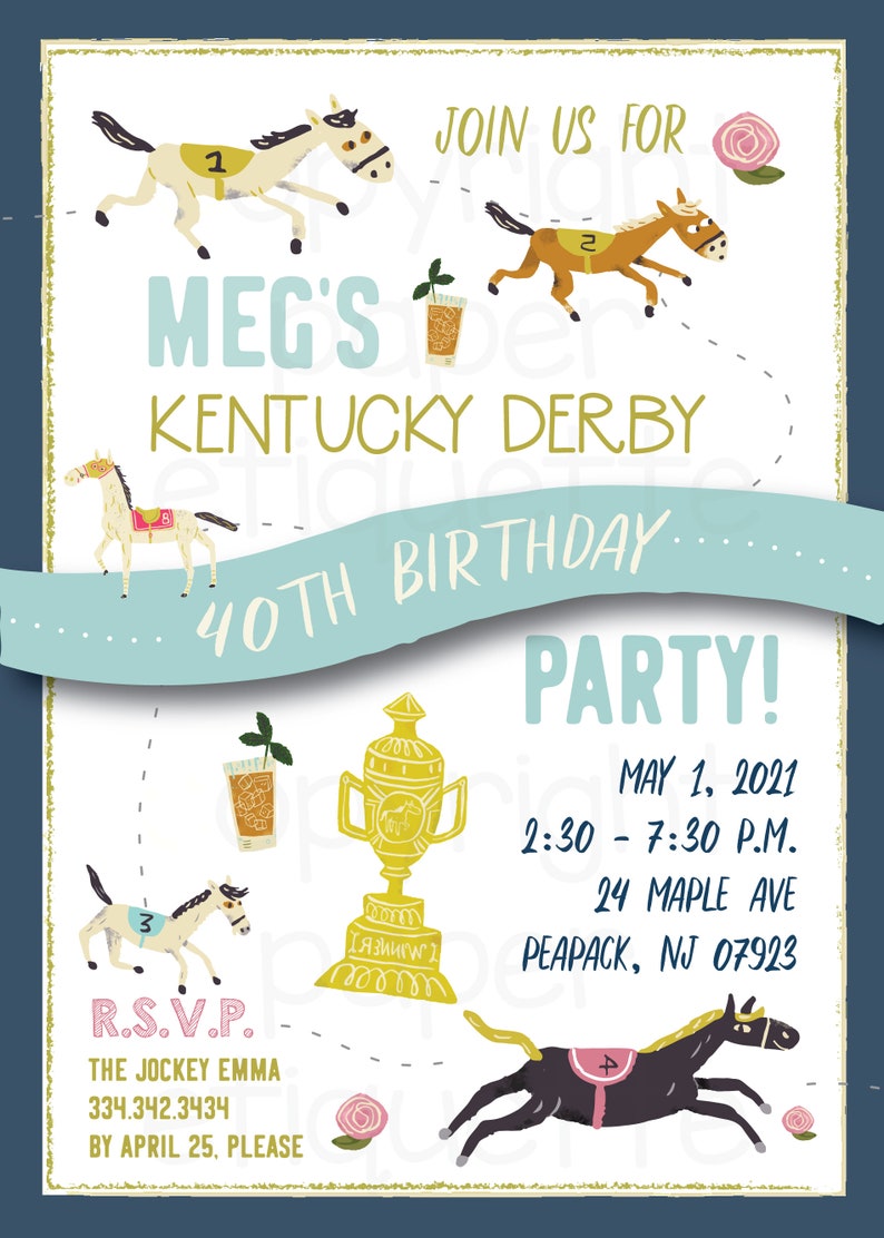 Kentucky Derby Party Invitation Horse Race Invite Preakness - Etsy