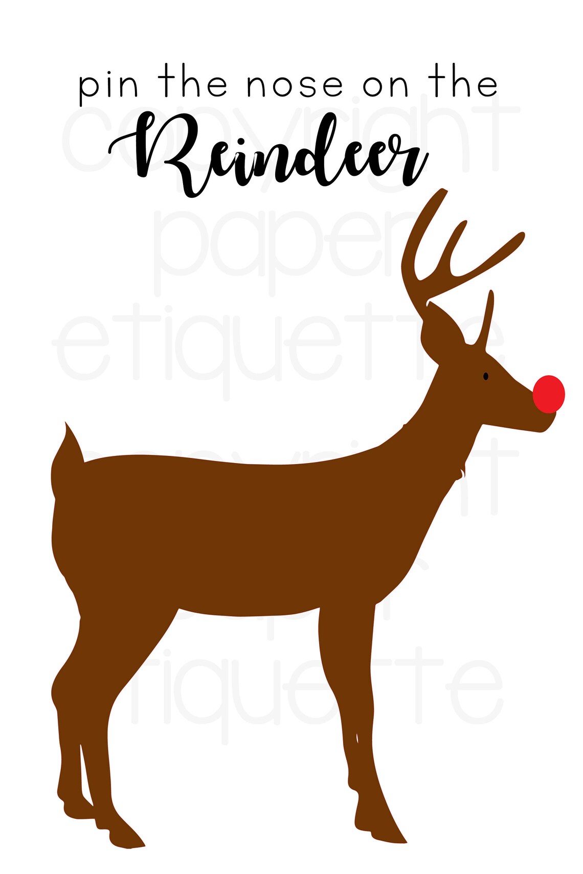 Pin the Nose on Rudolph Game Pin the Nose on the Reindeer | Etsy