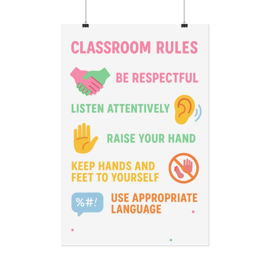 Classroom Rules Poster for Teachers, Elementary School Wall Art, OT ...