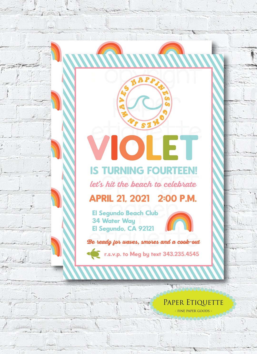 VSCO Girl Birthday Invite Beach Birthday Partysurf Birthday - Etsy